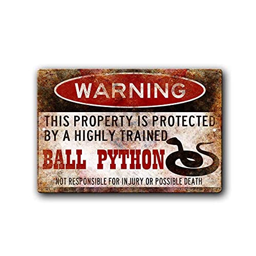 Kexle Ball Python Sign,Funny Metal Signs,Ball Python Accessories,Snake Warning Sign Tin Sign 8 X 12 Inches