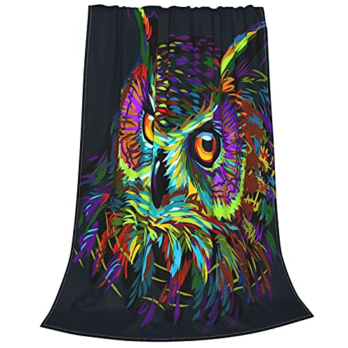 WOWUSUO Owl Blanket Bird Throw Bed Blankets Cozy Lightweight Soft Bedding for Sofa Bed Office Travel 60x50 inches, Multicolor