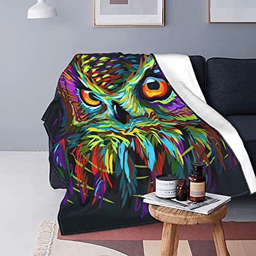 WOWUSUO Owl Blanket Bird Throw Bed Blankets Cozy Lightweight Soft Bedding for Sofa Bed Office Travel 60x50 inches, Multicolor