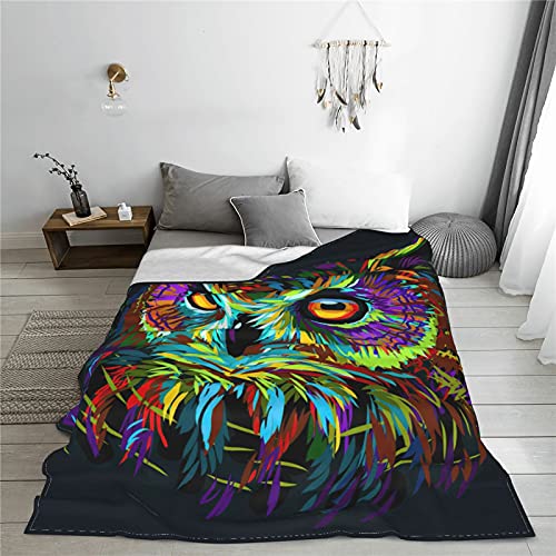 WOWUSUO Owl Blanket Bird Throw Bed Blankets Cozy Lightweight Soft Bedding for Sofa Bed Office Travel 60x50 inches, Multicolor