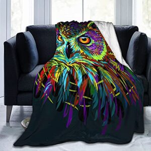 WOWUSUO Owl Blanket Bird Throw Bed Blankets Cozy Lightweight Soft Bedding for Sofa Bed Office Travel 60x50 inches, Multicolor