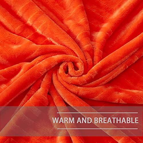 softhug Throw Blanket Super Soft Fleece Blanket Luxury Microfiber Cozy Breathable Flannel Blankets for Couch,Bed,Car,Living Room Orange 50'' x 60''