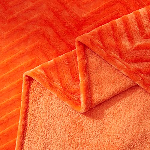 softhug Throw Blanket Super Soft Fleece Blanket Luxury Microfiber Cozy Breathable Flannel Blankets for Couch,Bed,Car,Living Room Orange 50'' x 60''