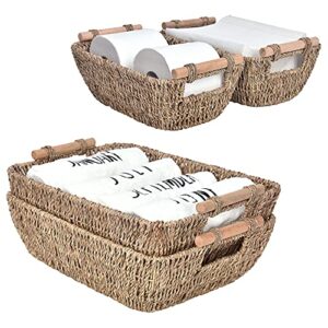 storageworks hand-woven seagrass wicker baskets set