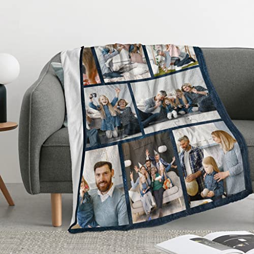 Youltar Custom Blanket with Text Picture Collage Customized Throw Blankets, Birthday Anniversary Wedding Personalized Halloween Christmas Couples Gifts for Boyfriend Girlfriend Photo 8 30"×40"