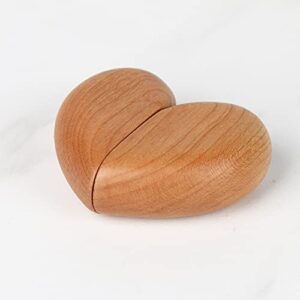 Wooden Ring Box Heart Shaped Ring Box for Wedding,Proposal,Engagement Ring Box,Wood Ring Case Wood Ring Holder Gift (Brilliant Heart Cherry)