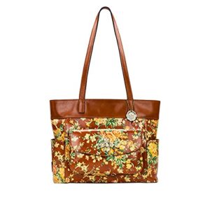 patricia nash alviano leather shopper tote – vintage botanical garden