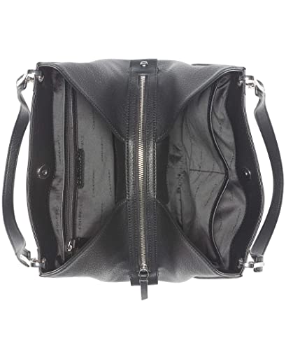 Calvin Klein Reyna Novelty Triple Compartment Shoulder Bag, Black/Silver Combo,One Size