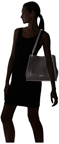 Calvin Klein Reyna Novelty Triple Compartment Shoulder Bag, Black/Silver Combo,One Size