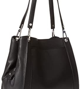 Calvin Klein Reyna Novelty Triple Compartment Shoulder Bag, Black/Silver Combo,One Size