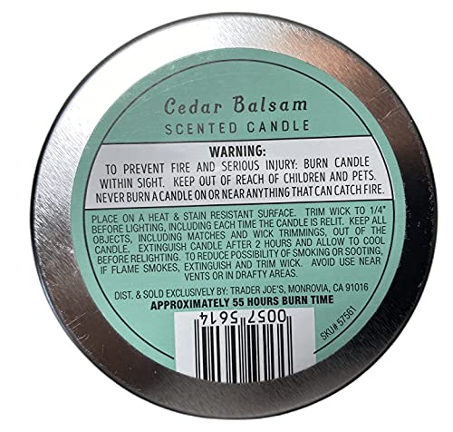 Trader Joe's Cedar Balsam Scented Candle, 5.7 oz (Pack of 2)