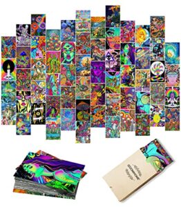 hippie trippy drippy wall collage kit aesthetic pictures, hippie room decor, bedroom decor for teen girls, trippy room decor, trippy wall art print, trendy small posters for dorm, collage kit (60 pcs)