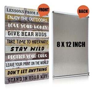 BEASTZHENG Funny Lesson from a Bear Metal Tin Sign Wall Art Decor Rustic Bear Advice Sign for Home Country Decor Gifts