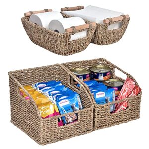 storageworks hand-woven seagrass wicker baskets set