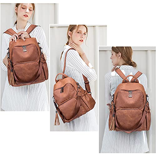 Roulens Women's Fashion Backpack Purse PU Leather Anti-theft Large Travel Shoulder Bag Ladies Shoulder Fashion Bags