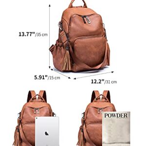 Roulens Women's Fashion Backpack Purse PU Leather Anti-theft Large Travel Shoulder Bag Ladies Shoulder Fashion Bags