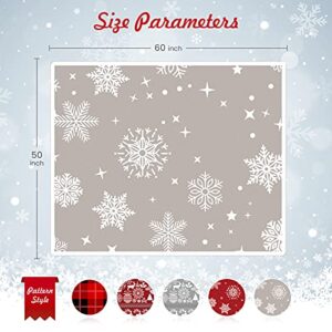 WBHome Christmas Sherpa Throw Blanket | | Soft, Warm, Cozy, Fuzzy Flannel Fleece Holiday Blanket for Bed Couch Sofa, 50x60 inch, (Grey & White Snowflake)