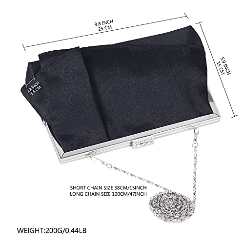 trhillsbrad Clutch Purses for Women Evening Bag Envelope Clutch Shoulder Handbag For Wedding (02Black)