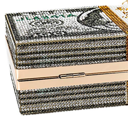 Classic Dollar Style Evening Bags With Diamond Shoulder Bag Wallet Clutch Gray