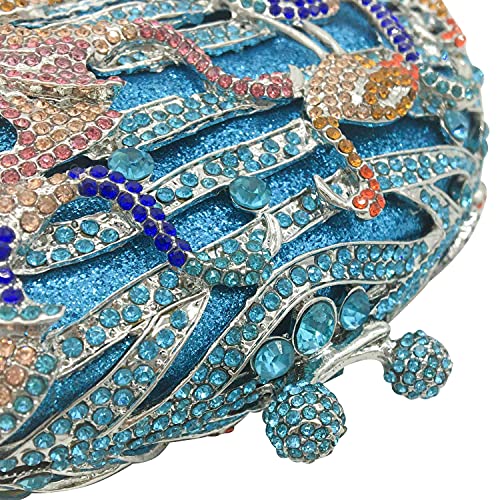 Elegant Flamingo Clutch Women Crystal Evening Purses and Handbags Luxury Wedding Party Bridal Rhinestone Bag (Mini,Blue)