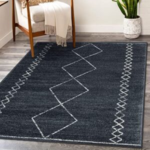 luxe weavers daphnes anthracite 5×7 boho moroccan geometric area rug