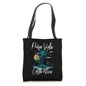 family vacation retro sunset costa rica pura vida beach tote bag