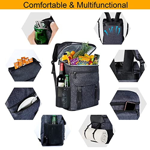 Picnic Basket, Picnic Backpack, with Cooler Compartment, Insulated, Leak Proof, Waterproof, Picnic Bag,Picnic Baskets for 2 to 4, Large Capacity 7.1 Gallons