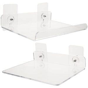 doitool 2pcs clear acrylic floating shelf wall mount wall ledge shelf invisible hanging storage shelves display organizer rack for bookshelf toys figure bathroom kitchen