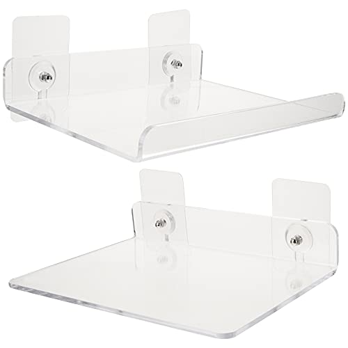 DOITOOL 2Pcs Clear Acrylic Floating Shelf Wall Mount Wall Ledge Shelf Invisible Hanging Storage Shelves Display Organizer Rack for Bookshelf Toys Figure Bathroom Kitchen