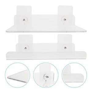 DOITOOL 2Pcs Clear Acrylic Floating Shelf Wall Mount Wall Ledge Shelf Invisible Hanging Storage Shelves Display Organizer Rack for Bookshelf Toys Figure Bathroom Kitchen