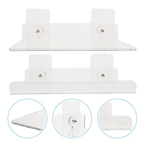 DOITOOL 2Pcs Clear Acrylic Floating Shelf Wall Mount Wall Ledge Shelf Invisible Hanging Storage Shelves Display Organizer Rack for Bookshelf Toys Figure Bathroom Kitchen