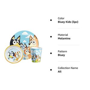 Zak Designs Bluey Kids Dinnerware Set Includes Plate, Bowl, and Tumbler, Made of Durable Melamine Material and Perfect for Kids (3-Piece Set, Non-BPA)