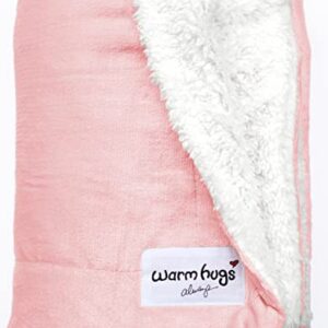 Warm HUGS Always Compassion Blanket - Cozy Pink Sherpa Fleece Throw Blanket for Couch and Bed. Super Comfort Thick and Fuzzy. Soft and Warm. Like a nap in The Sun! (65x50)