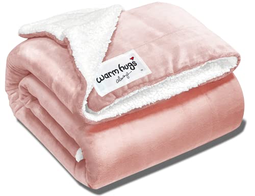 Warm HUGS Always Compassion Blanket - Cozy Pink Sherpa Fleece Throw Blanket for Couch and Bed. Super Comfort Thick and Fuzzy. Soft and Warm. Like a nap in The Sun! (65x50)