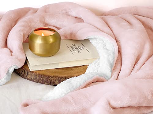 Warm HUGS Always Compassion Blanket - Cozy Pink Sherpa Fleece Throw Blanket for Couch and Bed. Super Comfort Thick and Fuzzy. Soft and Warm. Like a nap in The Sun! (65x50)