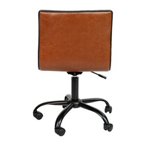 Flash Furniture Office Task Chair - Brown Vinyl - Black Frame - Armless - Ribbed Back and Seat - Low Back Design