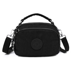 opxto-bobo lightweight small solid color crossbody shoulder bag, nylon multi-pocket cell phone purses wallet for women. (classic black)