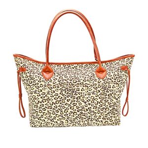 nb large leopard tote bag,utility canvas shoulder handbag cheetah leopard printing beach bag weekend shoulder bag travel bag camping bag, personalized gifts for women / teacher