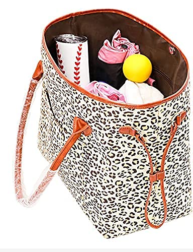 NB Large Leopard Tote Bag,Utility Canvas Shoulder Handbag Cheetah Leopard Printing Beach Bag Weekend Shoulder Bag travel bag camping bag, Personalized Gifts for Women / Teacher