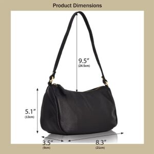 TERACOTA Greta Small Black Purse Vintage Shoulder Bag Genuine Leather Tote Clutch Handbags for Women