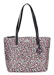 kate spade patrice park ave floral large top zip tote boho black pink multi