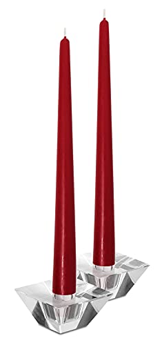 Hyoola Tall Taper Candles - 10 Inch Cherry Red Unscented Dripless Taper Candles - 8 Hour Burn Time - 12 Pack