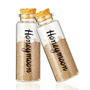 honeymoon sand keepsake jar honeymoon glass bottle glass jar cylinder glass jar with cork lid honeymoon souvenir for diy crafts, travel, bride or newlywed couple, wedding engagement, 55 ml (2 pieces)