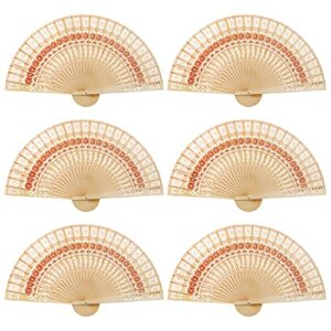 wobe 60 pack sandalwood fans wedding favors, hand held folding fans wooden openwork personal handheld folding fans for wedding party home decorations birthday gift (sunflower)