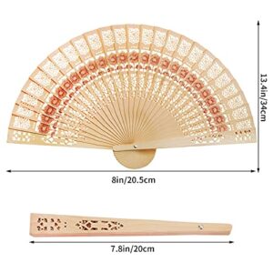 Wobe 60 Pack Sandalwood Fans Wedding Favors, Hand Held Folding Fans Wooden Openwork Personal Handheld Folding Fans for Wedding Party Home Decorations Birthday Gift (Sunflower)