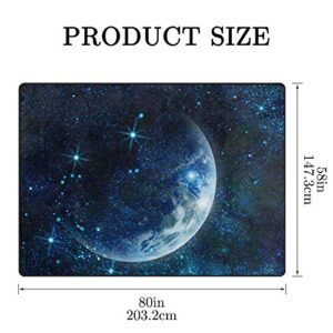 9CH Galaxy Moon Area Rug Mat - Planet Earth in Space Large Rugs Carpet for Home Decor Living Bedroom Dinning Room Indoor Non-Slip Area Rug Mat 7' X 5'