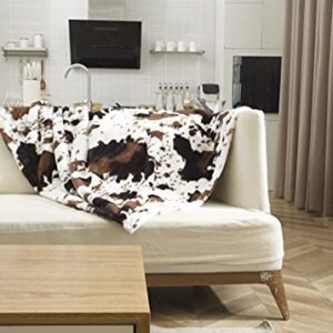 NativeSkins Faux Cowhide Throw Blanket (4.2 x 5.3 ft) - Plush and Cozy Cow Print