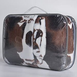 NativeSkins Faux Cowhide Throw Blanket (4.2 x 5.3 ft) - Plush and Cozy Cow Print