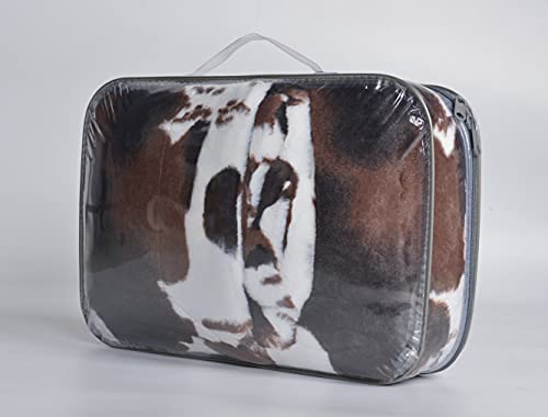 NativeSkins Faux Cowhide Throw Blanket (4.2 x 5.3 ft) - Plush and Cozy Cow Print