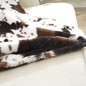 NativeSkins Faux Cowhide Throw Blanket (4.2 x 5.3 ft) - Plush and Cozy Cow Print